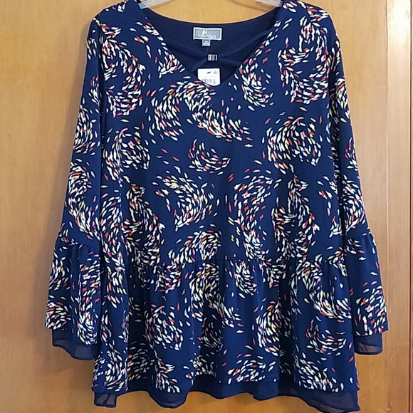 JM Collection | Tops | Nwt Jm Collection X Garden Mix Bell Sleeve ...